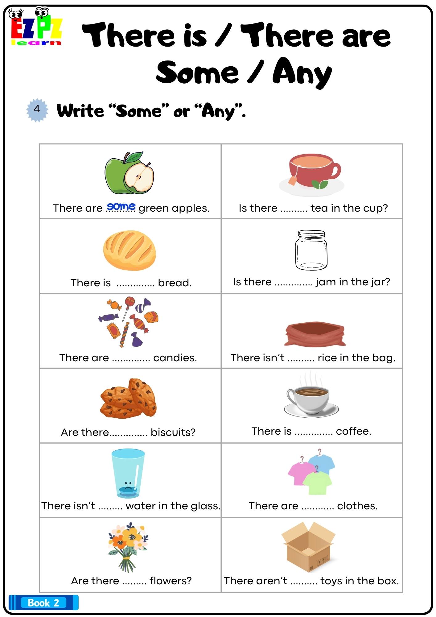 Countable and Uncountable There is, there are, some and any Grammar Worksheet Downloadable pdf ...